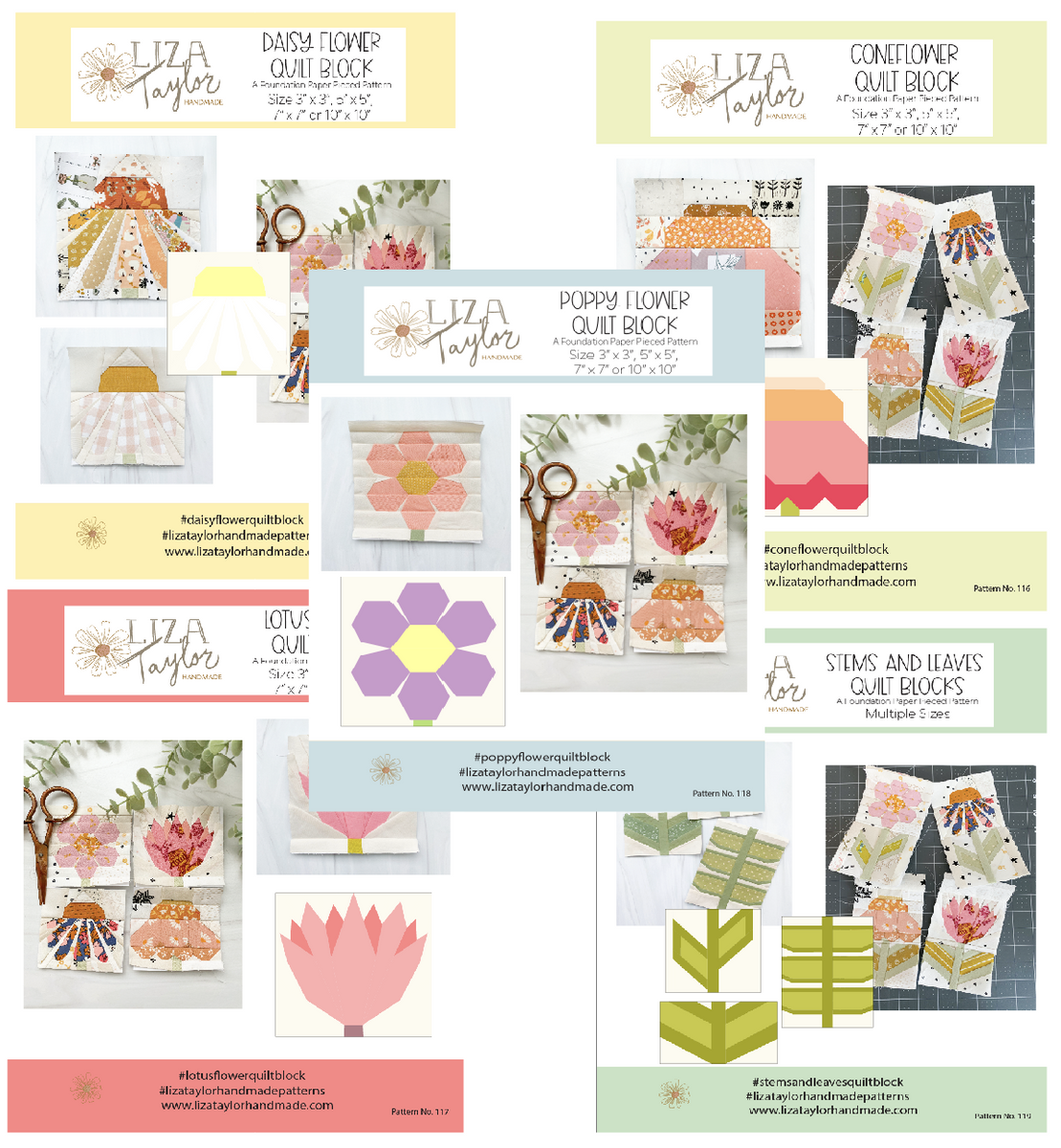 5 Pattern Bundle - FPP Patterns - PDF Download – Lizataylorhandmade